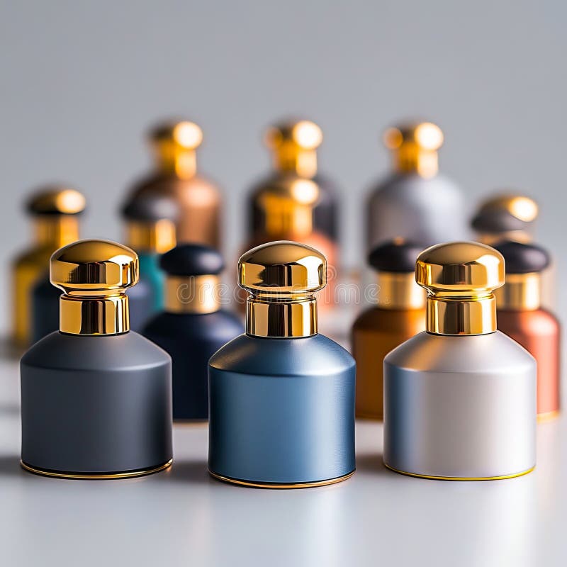 A Group of Different Colored Bottles of Perfume Sitting on a Table ...
