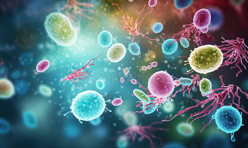 Group of Different Colored Cells Stock Photo - Image of microorganisms ...