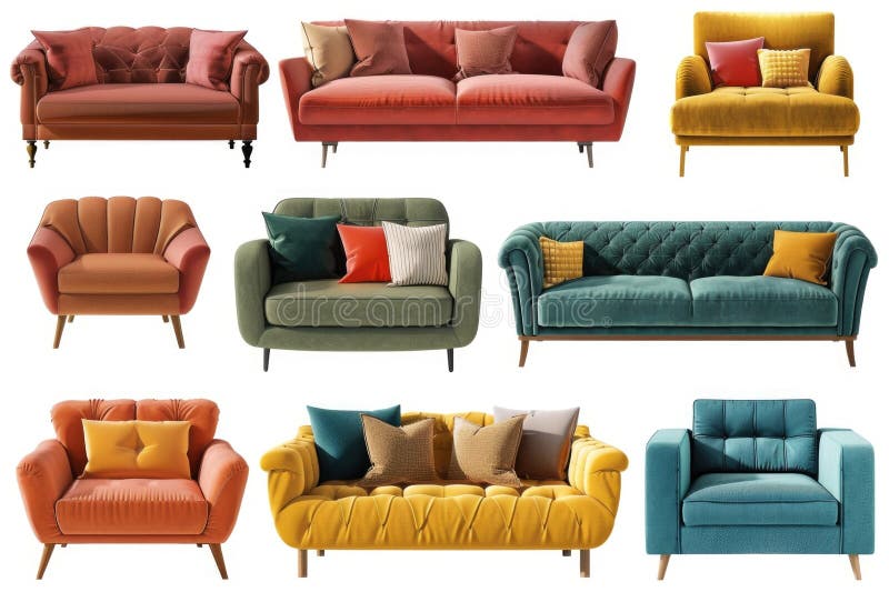 A Group of Different Colored Couches and Chairs. Ideal for Interior ...