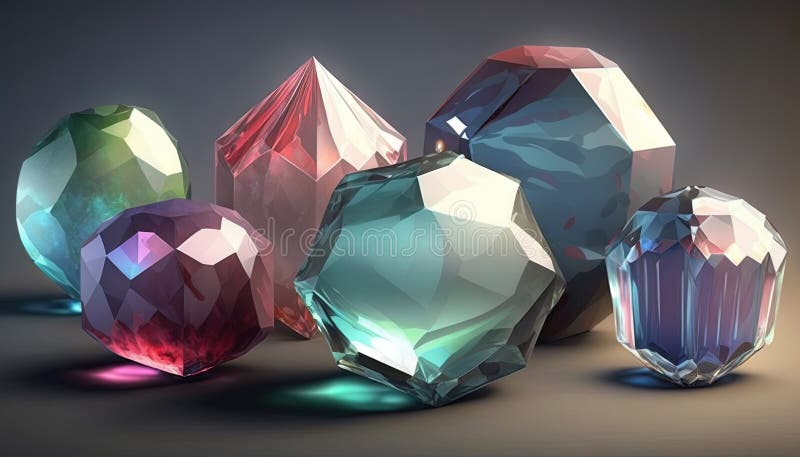 A Group of Different Colored Crystals Sitting on Top of a Table ...