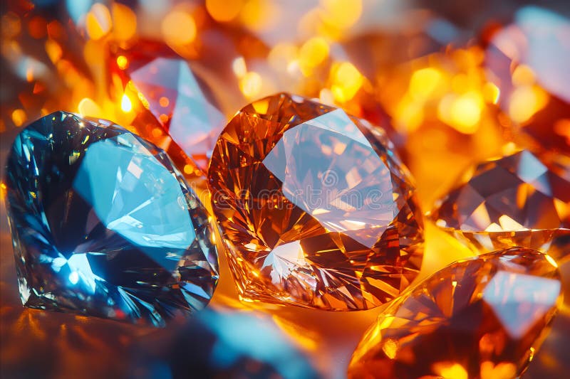 A Group of Different Colored Diamonds on a Table Stock Photo - Image of ...