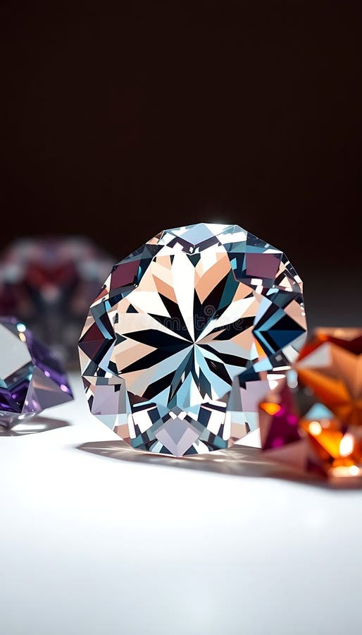 Group of Different Colored Diamonds on a Table Stock Illustration ...