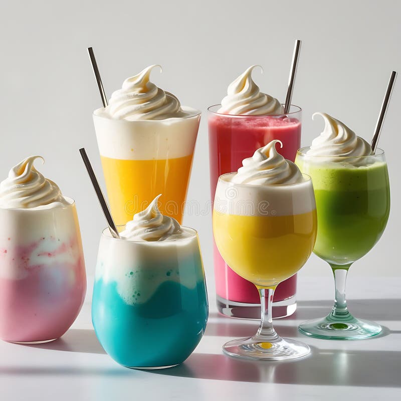 A Group of Different Colored Drinks with Different Colors of Rainbow ...