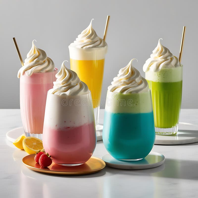 A Group of Different Colored Drinks with Different Colors of Rainbow ...