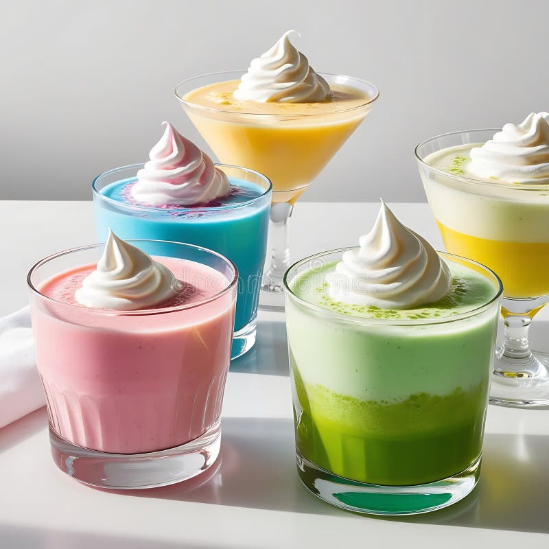 A Group of Different Colored Drinks with Different Colors of Rainbow ...