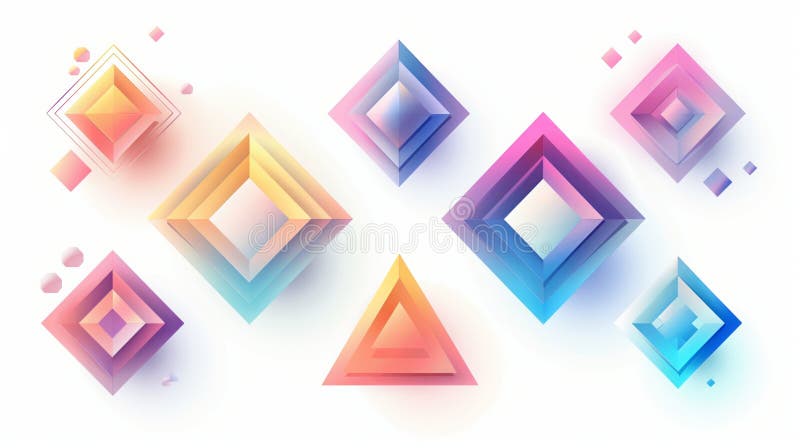 Group of Different Colored Shapes, Including Squares and Triangles, on ...