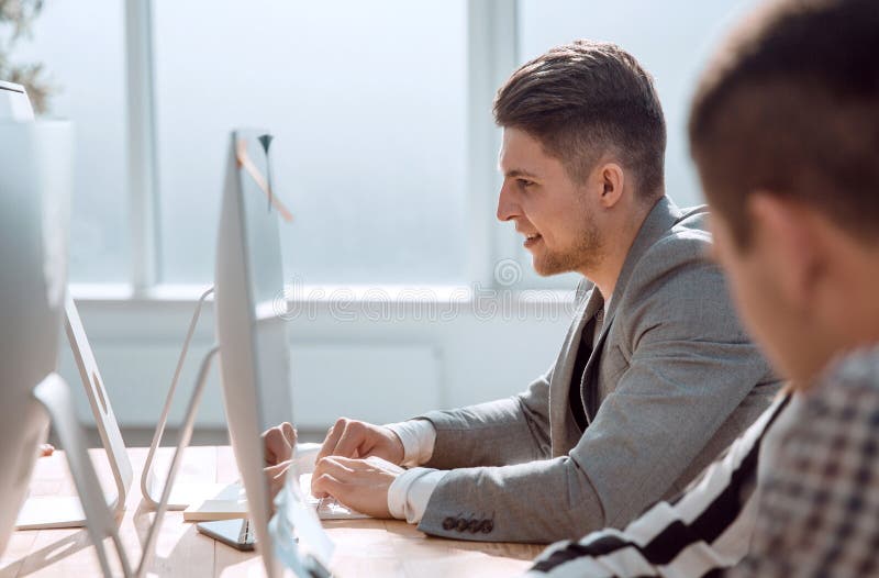 Group of Different Employees Work in a Modern Office. Stock Image ...