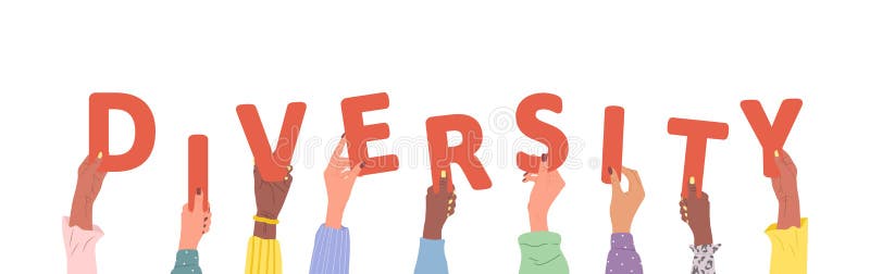 Group of Different Female Hands Holding Red Word Diversity. Multi ...