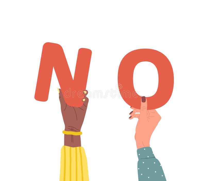 Group of Different Female Hands Holding Red Word No. Diverse Multi ...