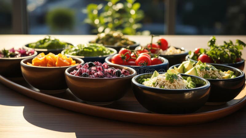 A Group of Different Foods in Bowls. Generative AI. Stock Illustration ...