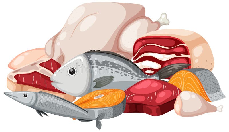 Fresh Meats Fish Stock Illustrations – 455 Fresh Meats Fish Stock ...