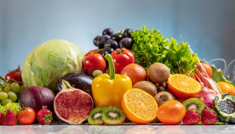 Group of Different Fruit and Vegetables Stock Illustration ...