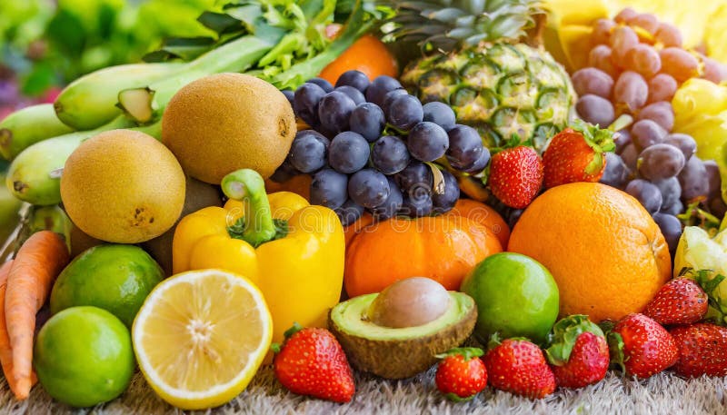 Group of Different Fruit and Vegetables Stock Illustration ...