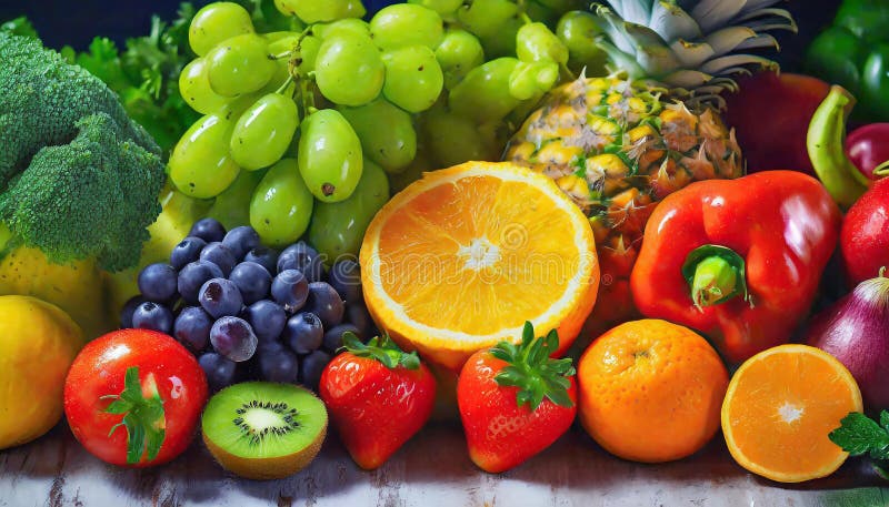 Group of Different Fruit and Vegetables Stock Illustration ...