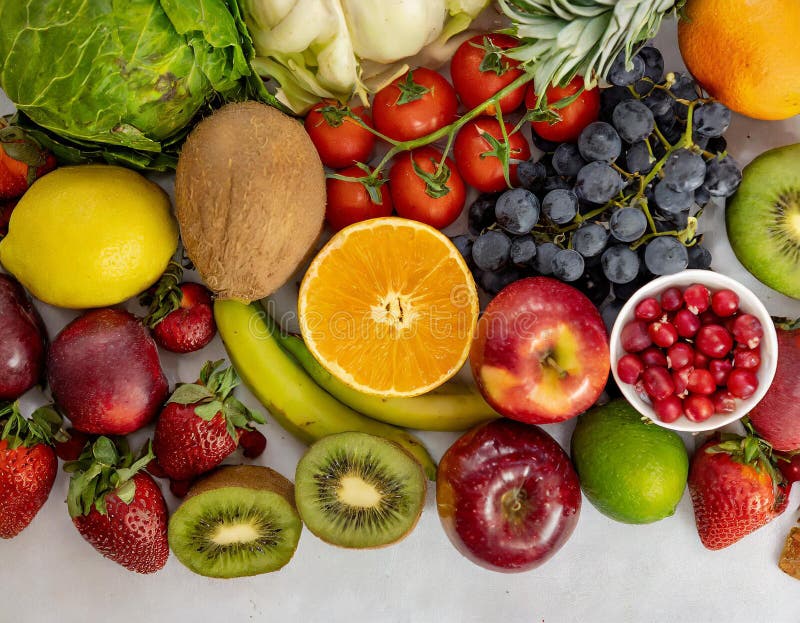 Group of Different Fruit and Vegetables Stock Illustration ...