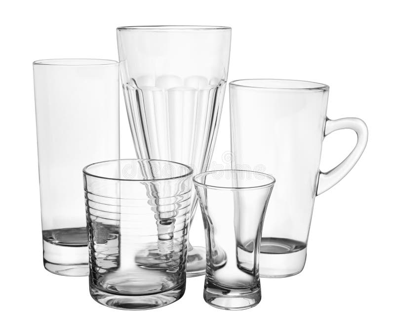 Group of Different Glassware Isolated on White Stock Image - Image of ...