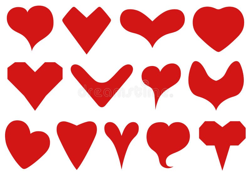 Group of Different Heart Shapes Stock Illustration - Illustration of ...