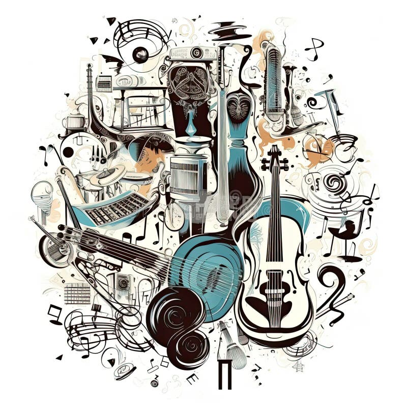 Group of Different Musical Instruments on White Background Stock ...