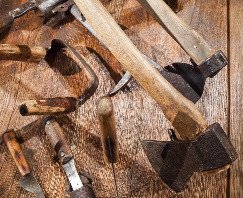 Group of Different Old Tools for Woodworking Stock Photo - Image of ...
