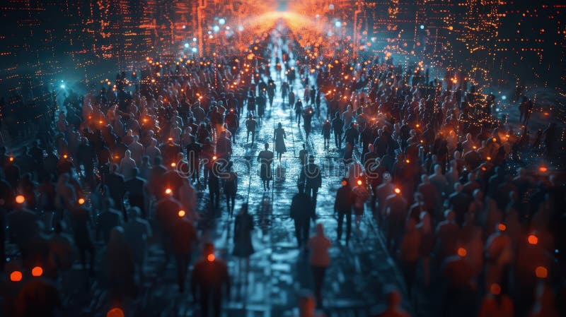 A Group of Different People Against the Backdrop of a Futuristic City ...