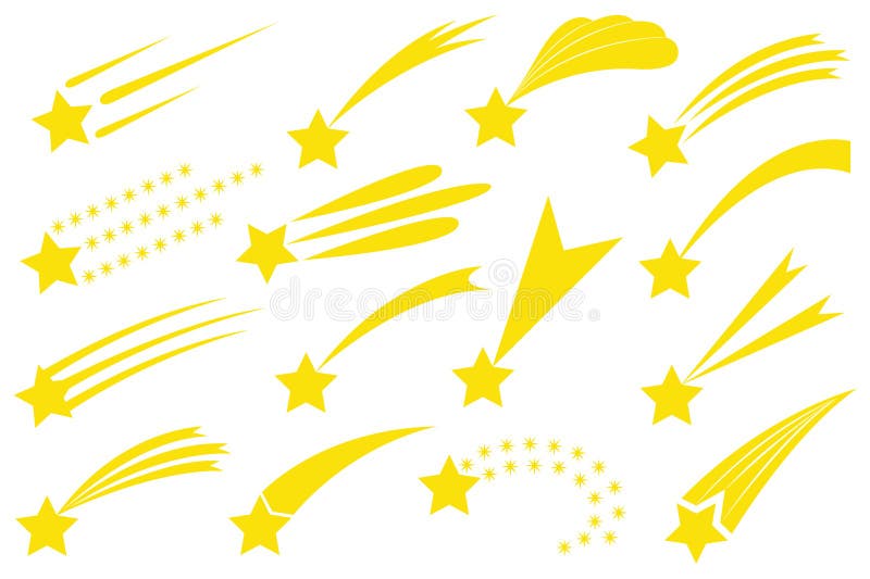 Group of Different Shooting Stars Stock Vector - Illustration of ...