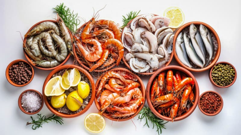 Group of Different Shrimp Types and Species Stock Illustration ...
