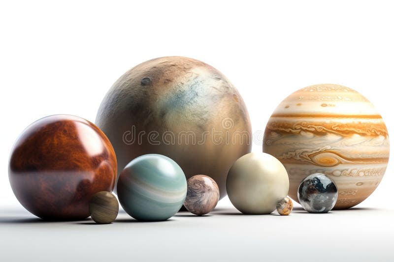 A Group of Different Sized and Colored Planets on a White Surface with ...