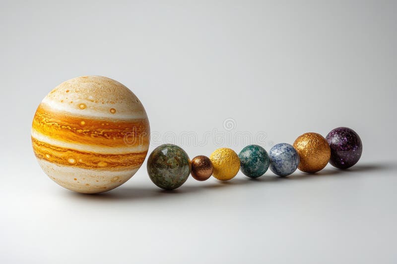 Group of Different Sized Planets on a White Surface Stock Photo - Image ...
