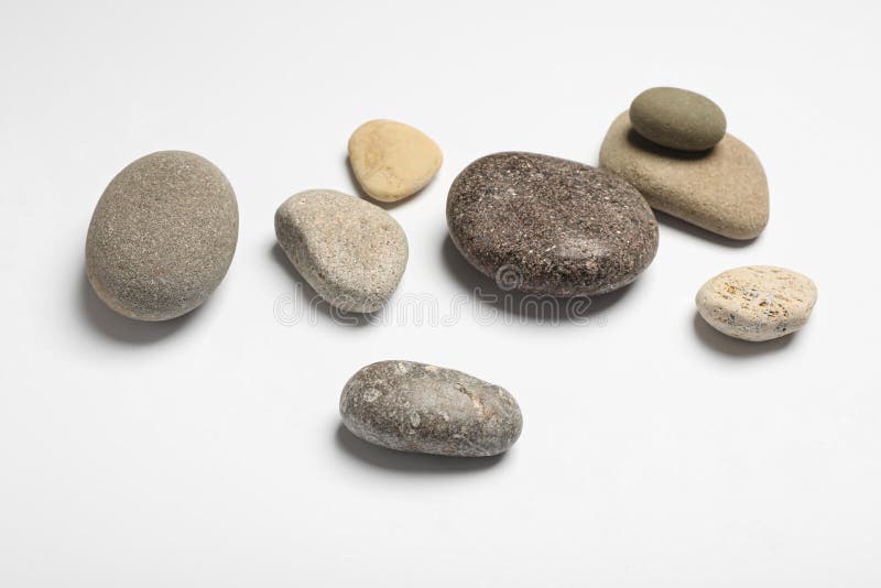 Group of Different Stones on White Background Stock Photo - Image of ...