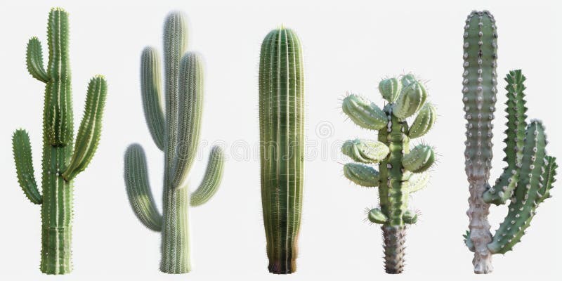 Group of Different Types of Cactus Plants, Suitable for Botanical or ...