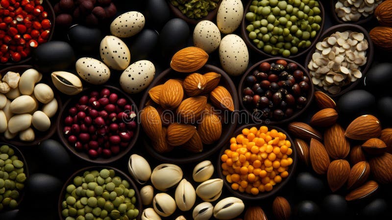 A Group of Different Types of Seeds Close-up. Generative AI. Stock ...