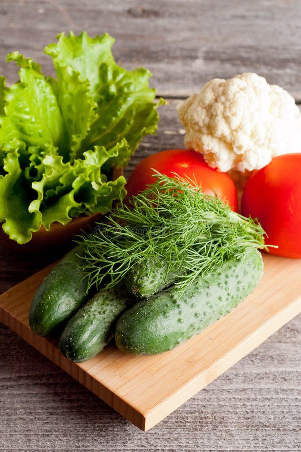 Group of Different Vegetables on Wooden Plank Stock Photo - Image of ...