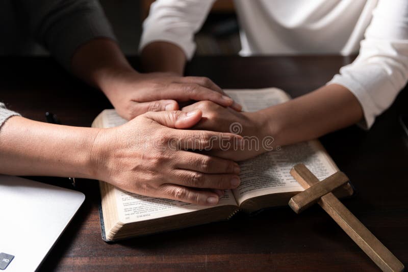 Group of Different Women Praying Together, Christians and Bible Study ...