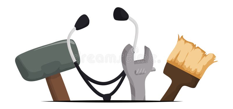 Group of Different Working Tools in Cartoon Style, Vector Illustration ...