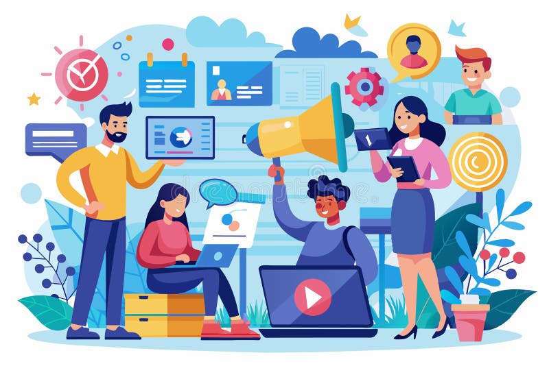 A Group of Digital Creators Actively Collaborates, Discussing Marketing ...