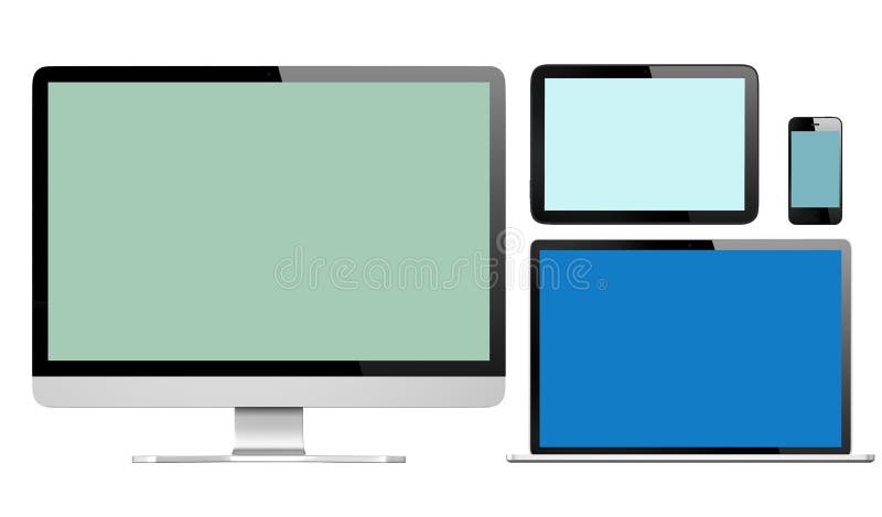 Different Sized Screens of Modern Computers and Tech Gadgets Stock ...