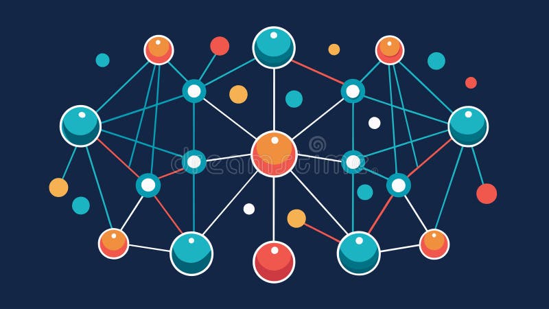 A Group of Digital Nodes Connected by Pulsing Lines Conveying the ...