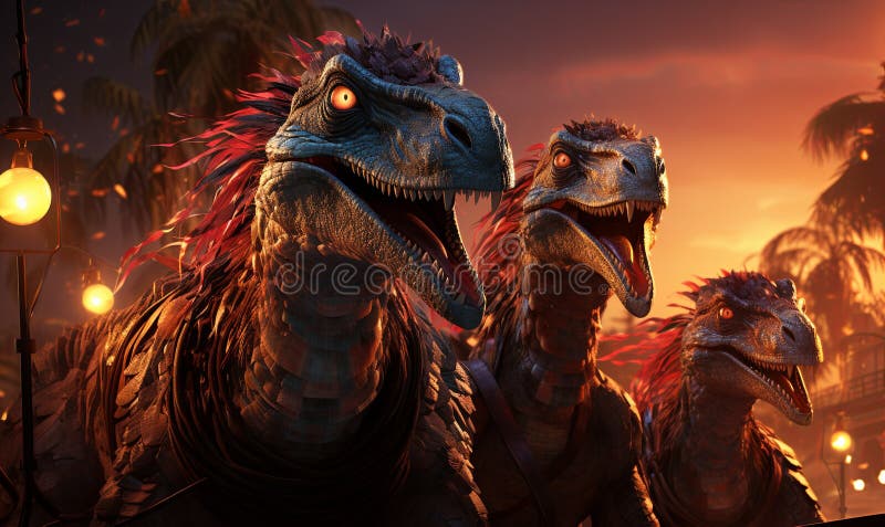 Group of Dinosaurs Standing Together Stock Image - Image of group ...