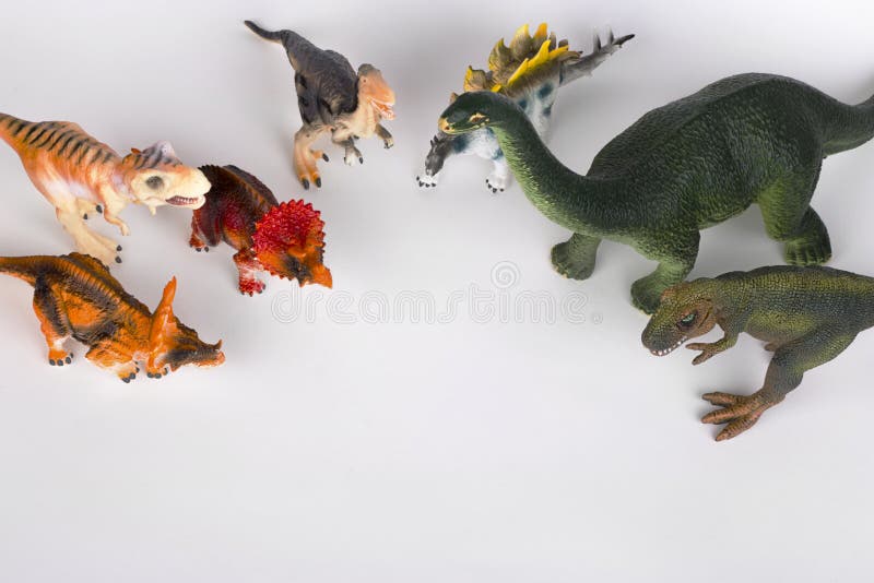 Group of Dinosaurus Plastic Toy Model Stock Photo - Image of face ...