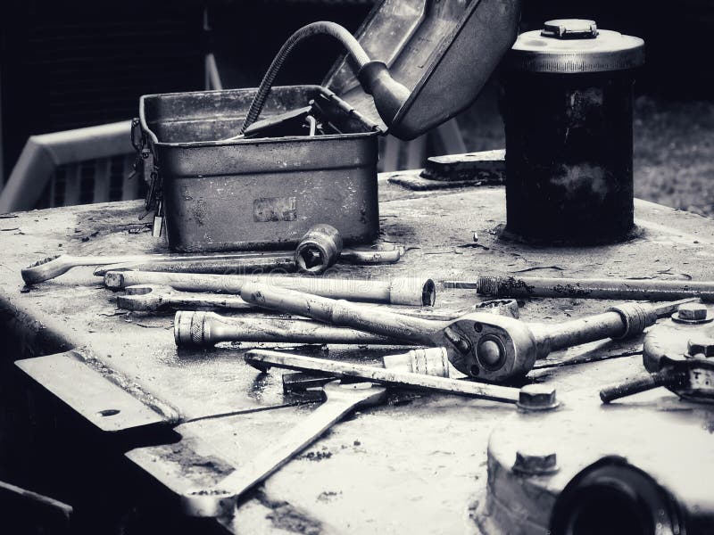 A group of dirty tools stock image. Image of machine - 237885477
