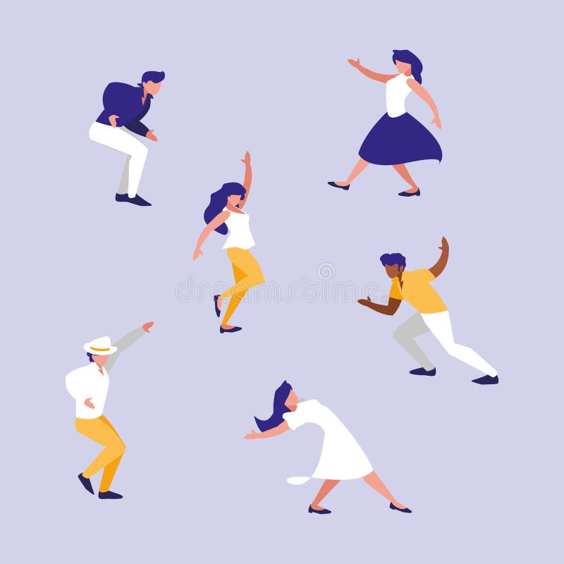 Group of Disco Dancers Avatar Character Stock Vector - Illustration of ...