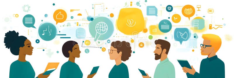 Group Discussion on Digital Communication Stock Illustration ...