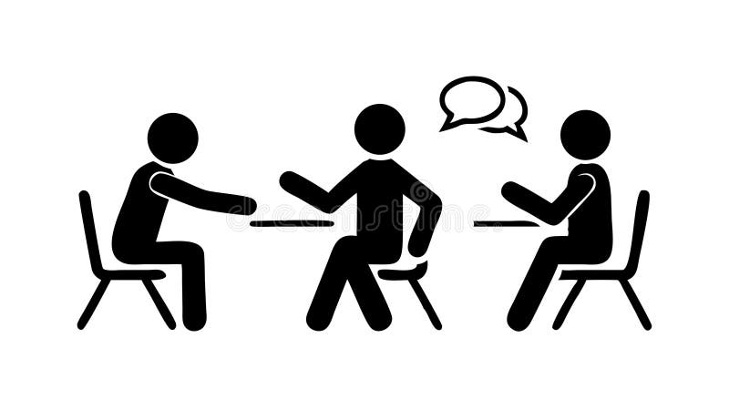 Group Discussion Icon People Talking at Table Communication, Vector ...