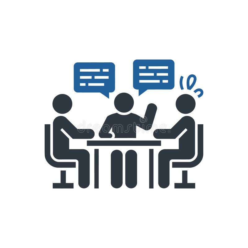 Group Discussion at Table Icon Stock Vector - Illustration of sign ...