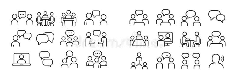 Group Discussions and Conversations Represented through Simple Line ...