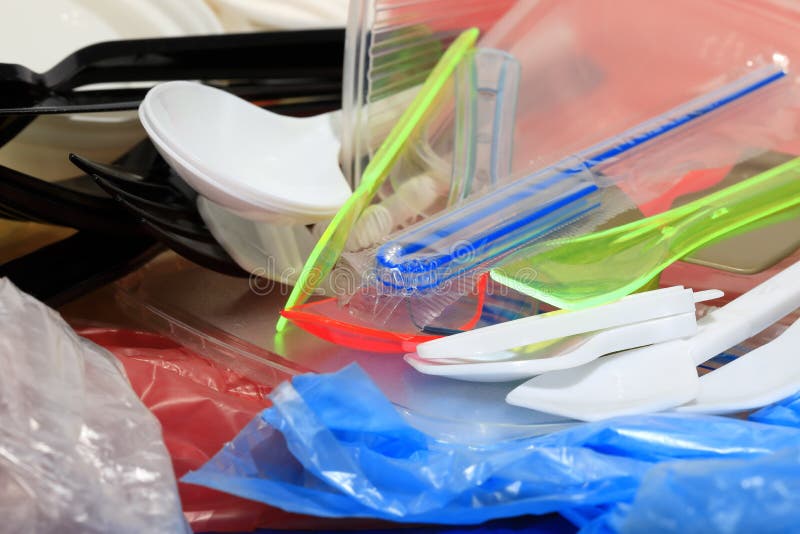 Group of Disposable Plastic Stuff Stock Photo - Image of industrial ...
