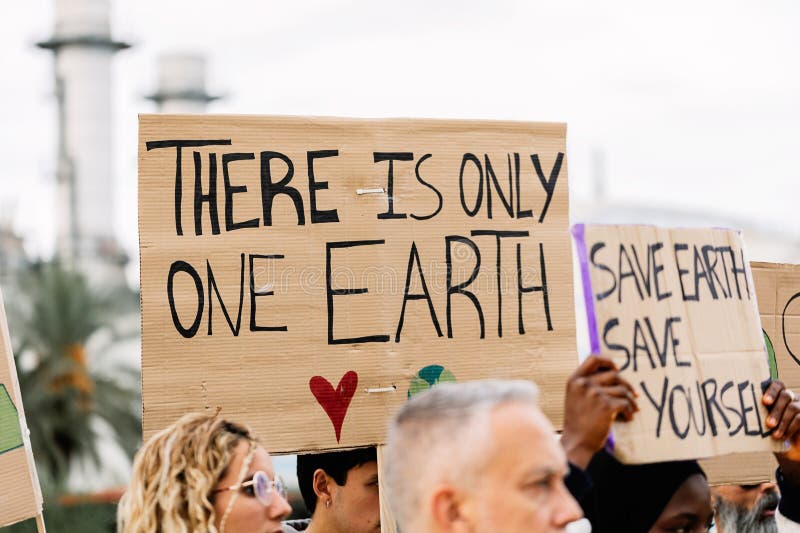 Group of Diverse Activist People Protesting Against Climate Change ...