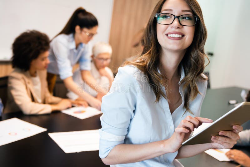 Group of Multiethnic Business People Working at Busy Modern Office ...