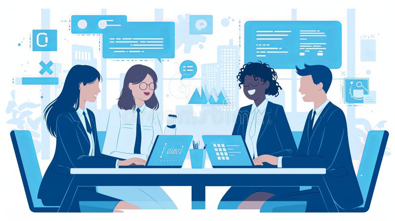 Group of Diverse Business Professionals Collaborating in a Modern ...