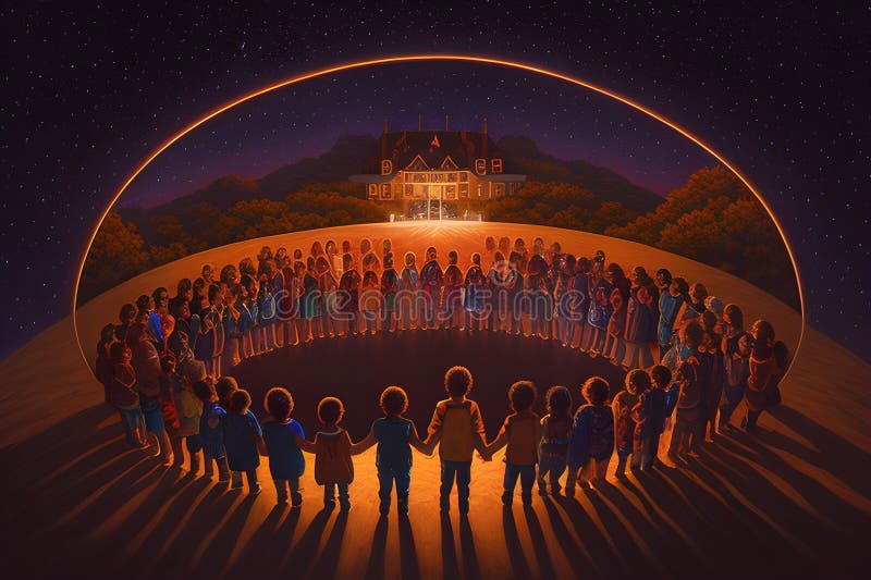 A Group of Diverse Children Holding Hands and Forming a Circle ...